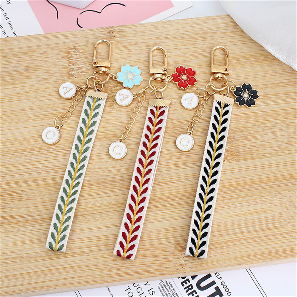 Trendy Webbing Sakura Keychain Sweet Cherry Flower Metal Keyrings Car ...