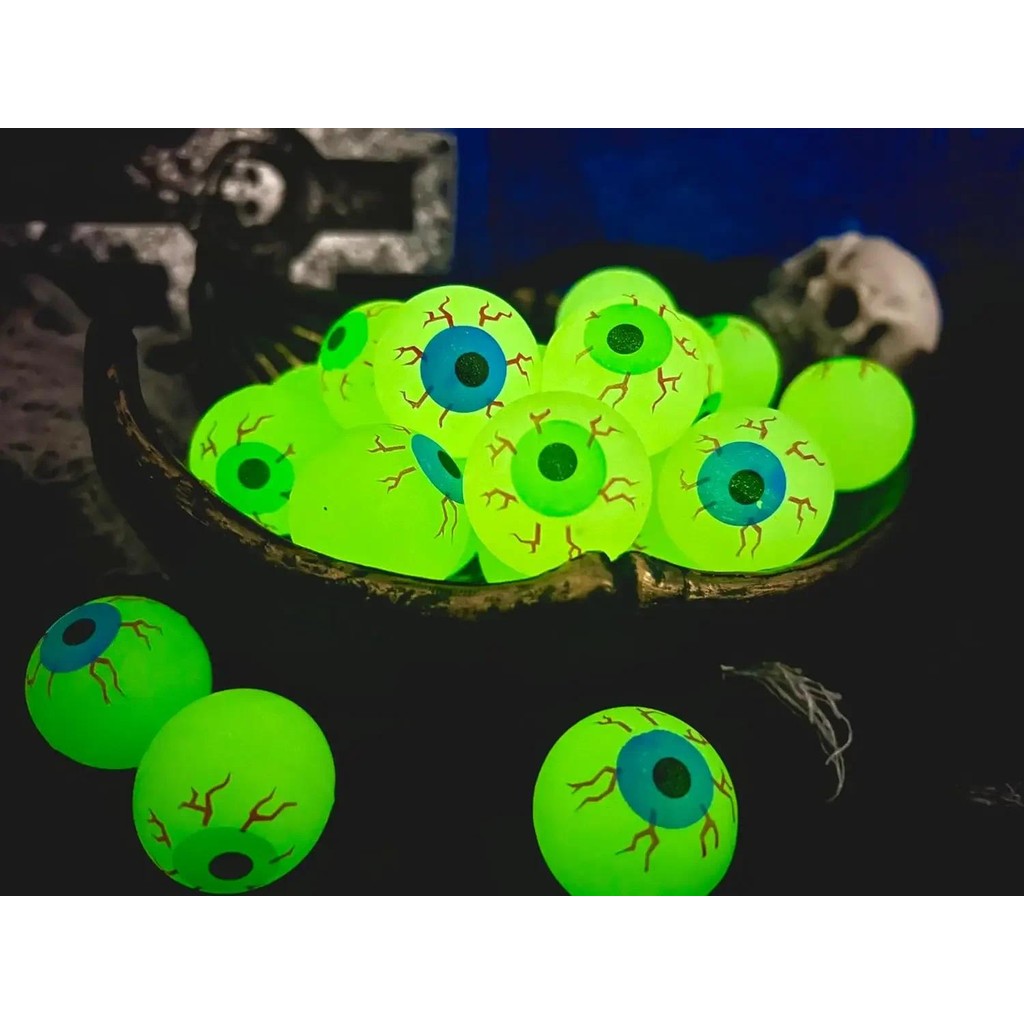 12pcs Glow in The Dark Eyeball 32MM Bouncy Ball Halloween Supplies Toys ...