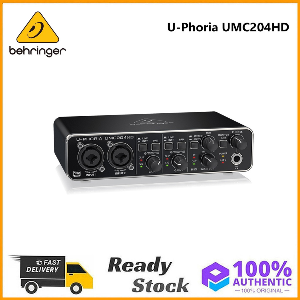 Behringer U-Phoria UMC204HD Audiophile 2x4, 24-Bit/192 kHz USB Audio ...