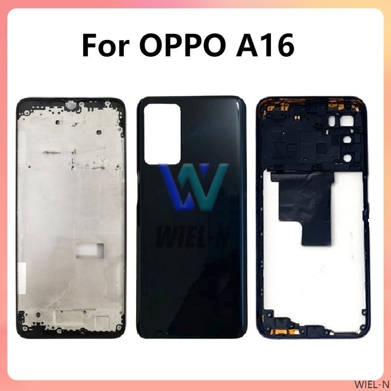For OPPO A16 full set back shell back battery glass cover with LCD ...