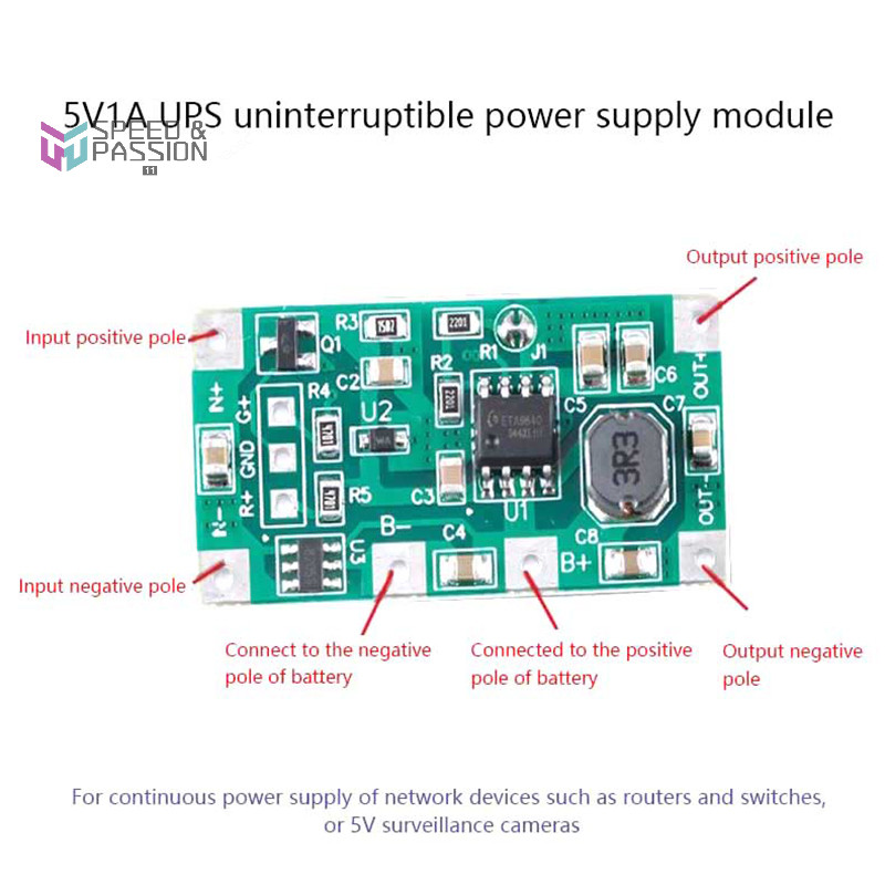 Speed DC 5V 1A UPS Uninterrupted Power Supply Module 3.7V Polymer 18650 ...