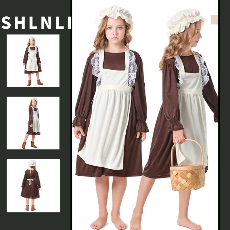 Halloween Cosplay Medieval Commoner Costumes Girls Poor Role-play ...