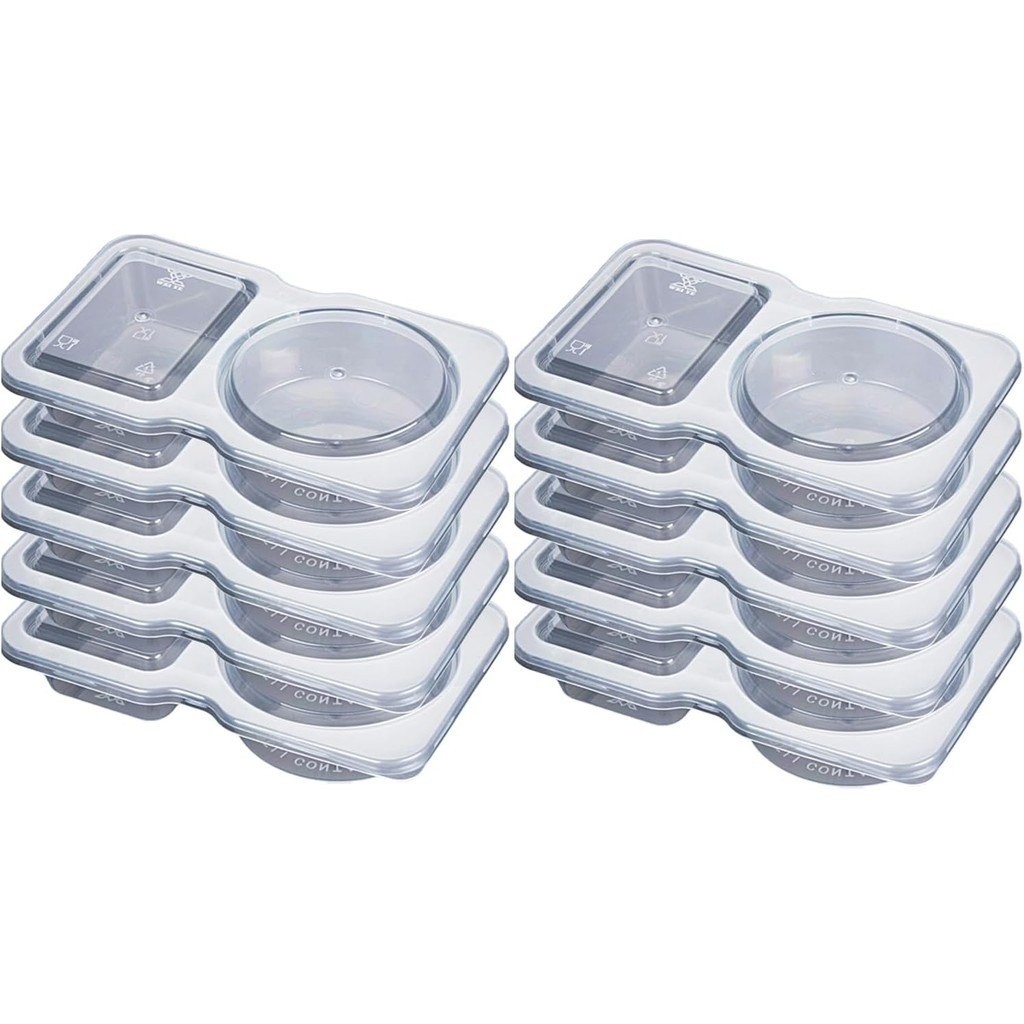 Reusable Snack Container, Double Compartment Condiment Container ...