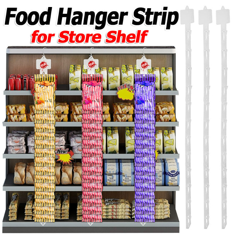 Upgraded Retail Plastic Food Hanger Strips / Supermarket Clear Snack ...
