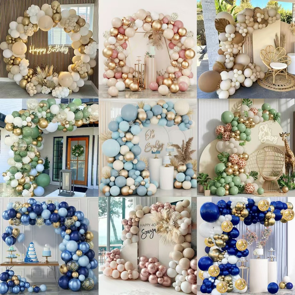 Retro Balloons Arch Set Coffee Brown Retro Pink Green Sand White Blue ...