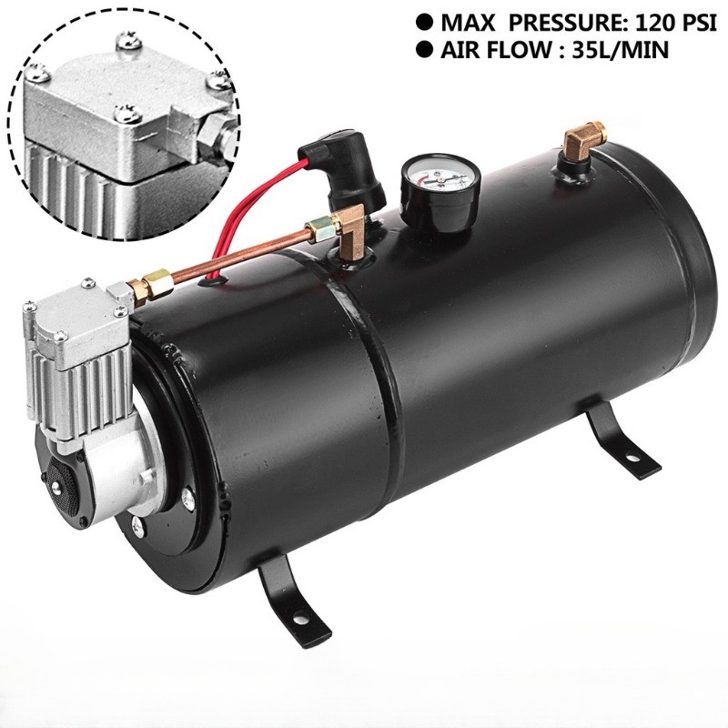 125 PSI Super loud Electric Air horn jet Compressor 12V 24V volts with ...
