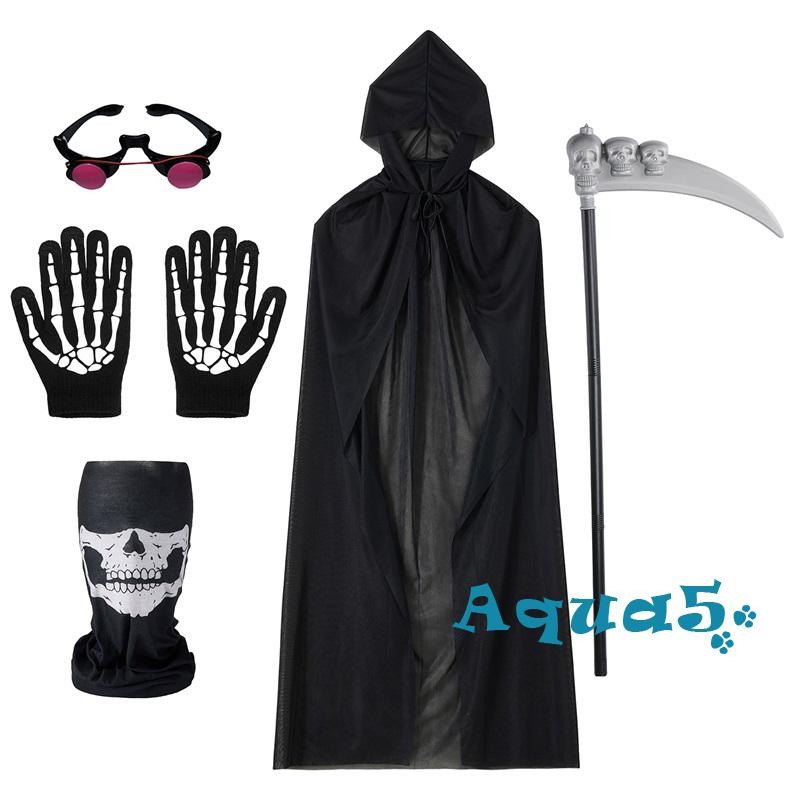 AQQ-Halloween Cloak Costume for Kids & Adults Death Grim Reaper Horror ...