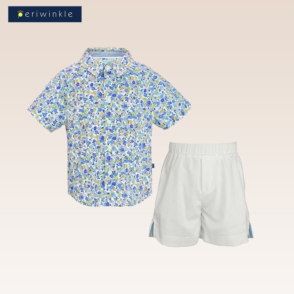 Periwinkle Baby Boy Donnie Light Blue Printed Polo and Shorts Set ...