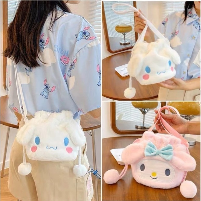 Sanrio Kuromi Plush Rope Drawing Bag Sling Bag Shoulder Bag For Kid ...