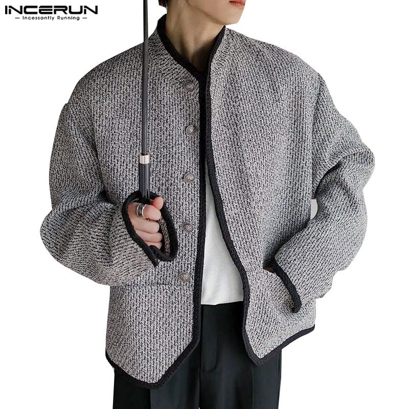 INCERUN Men Korean Irregular Hem Stand-Up Collar Long Sleeve Jackets ...