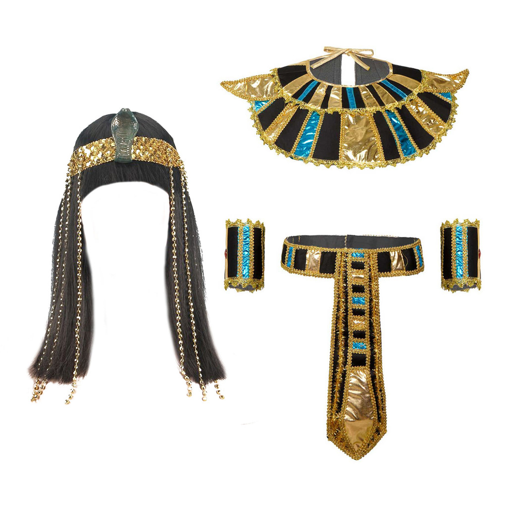 Wyl Cleopatra Egyptian Queen Wig And Beads Fringe Snake Headband ...