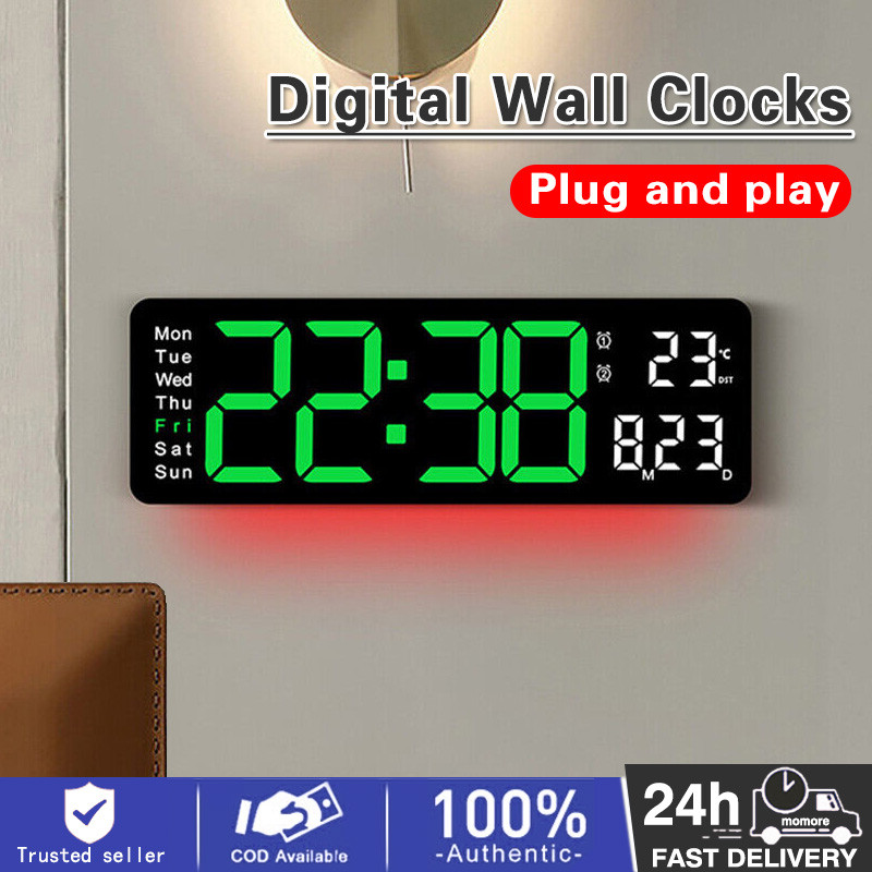 Digital Wall Clocks LED Alarm Clock Large Display Table Clock Wall ...