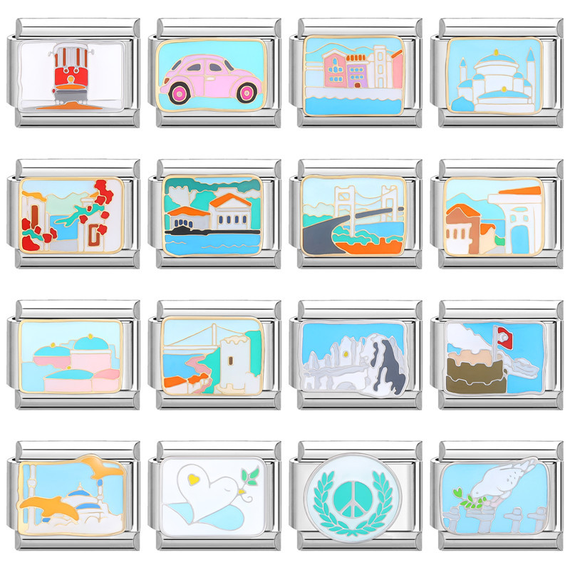 Bright Blue Series Charms Italian Bracelet Charm Links Fit 9mm Modular ...