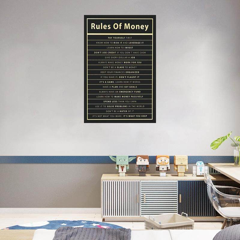 Rules of Money Motivational Wall Art Canvas Print Office Decor ...