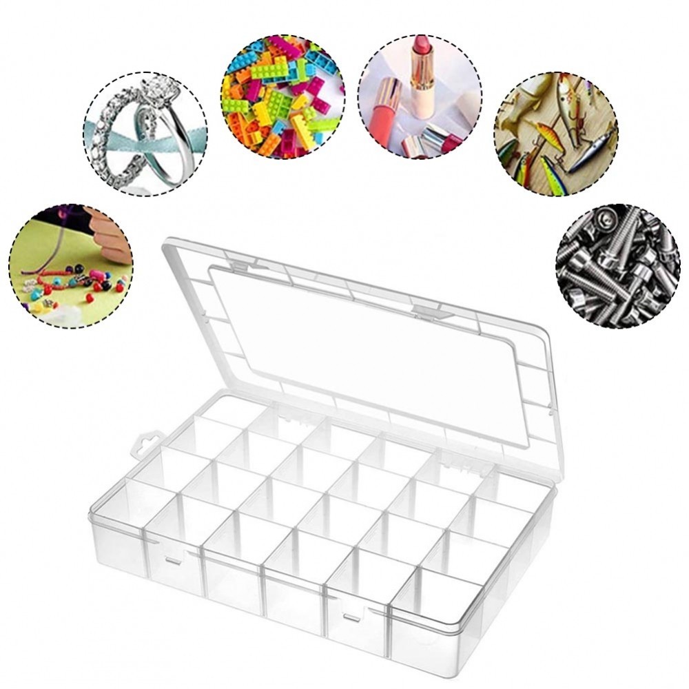 Multi Use Plastic Storage Box with 24 Removable Grids for DIY ...