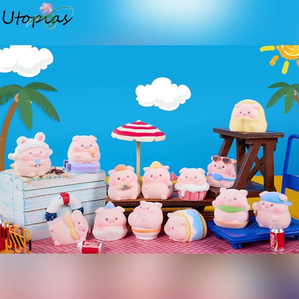 [UTOPIAS] Pink Piggy Figurine, Travel Diary Series Cartoon Mini Pig Box ...