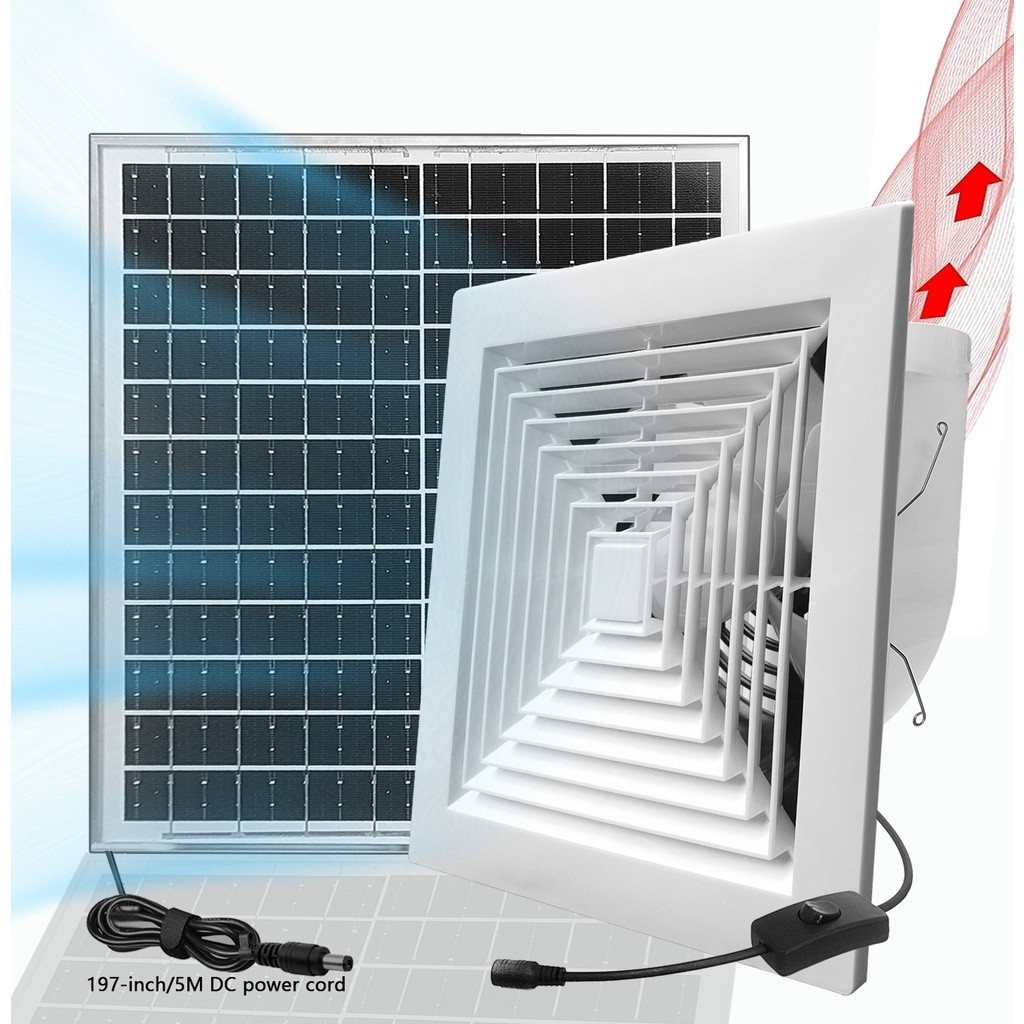 DC Solar Air Fan Mini Exhaust Fan Powered 12V Ceiling Ducted 8/10/12/14 ...