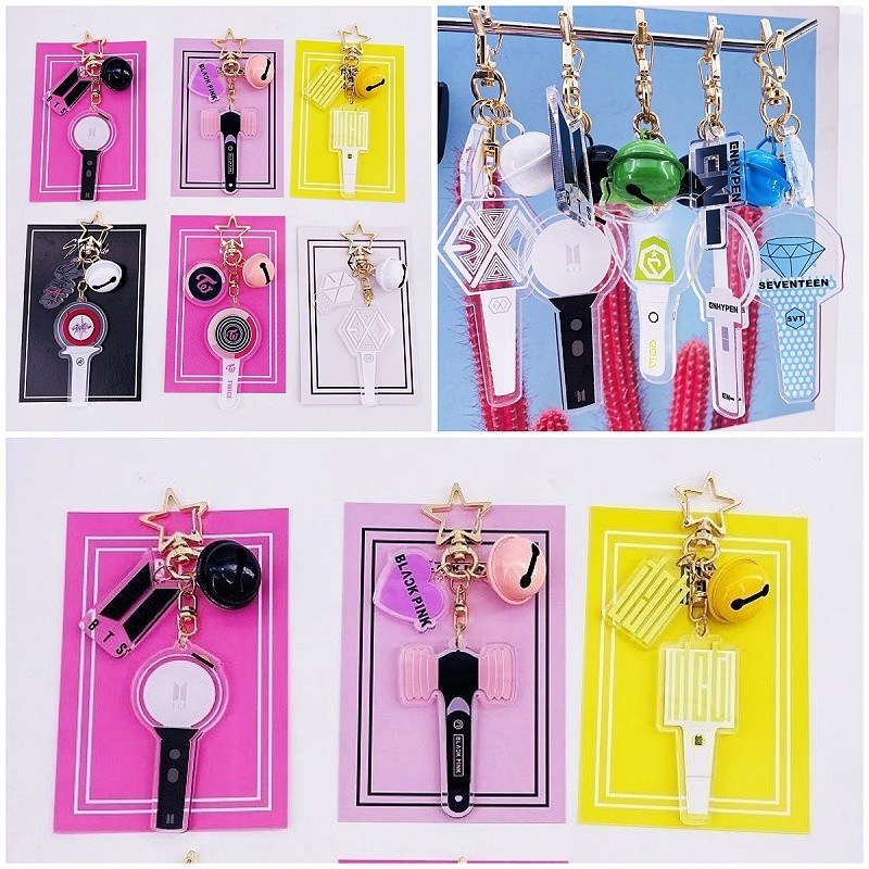 HOT Kpop Light Stick Keychains BTS Blackpink EN 17 Acrylic Stars ...