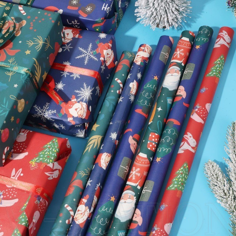 Christmas Wrapping Paper - Kraft Paper - Vintage, Cartoon, Multi-Style ...