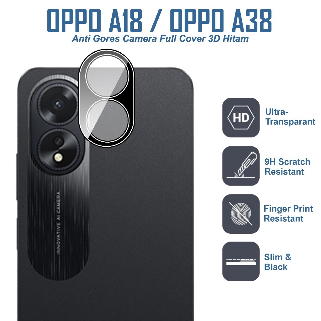 Tempered Glass 3D Oppo A18 A38 Rear Camera Protector Full Cover ...