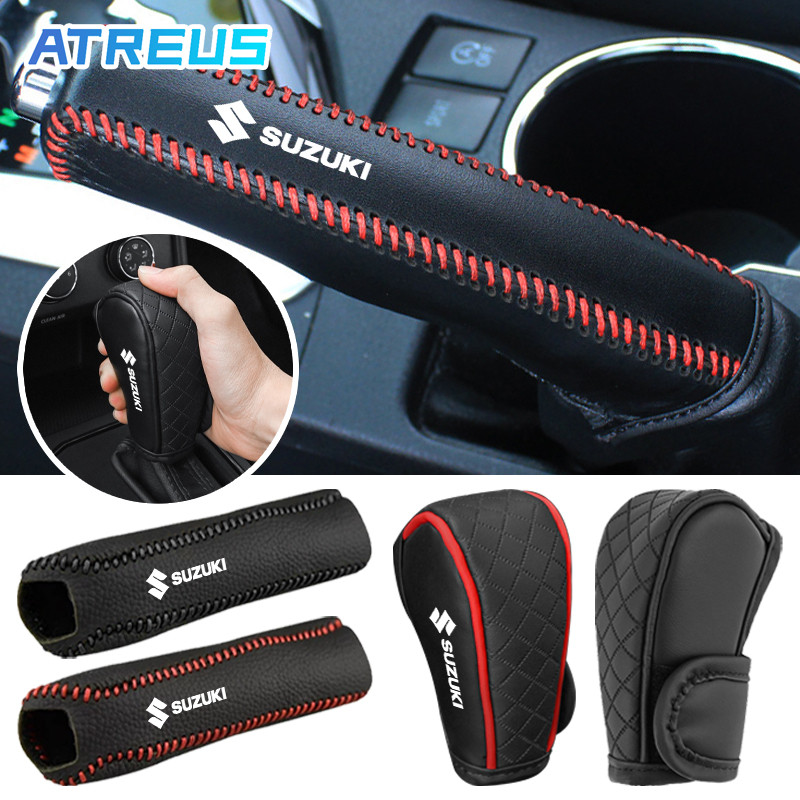 Suzuki Car Handbrake Cover Leather Automobile Gear Handbrake Protective ...