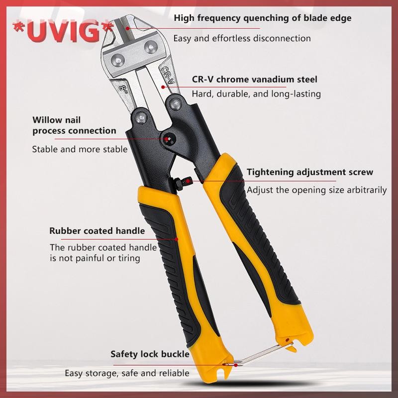 UVIG Bolt Cutter 8", Chain Lock Cutter Heavy Duty For Locks Screw ...