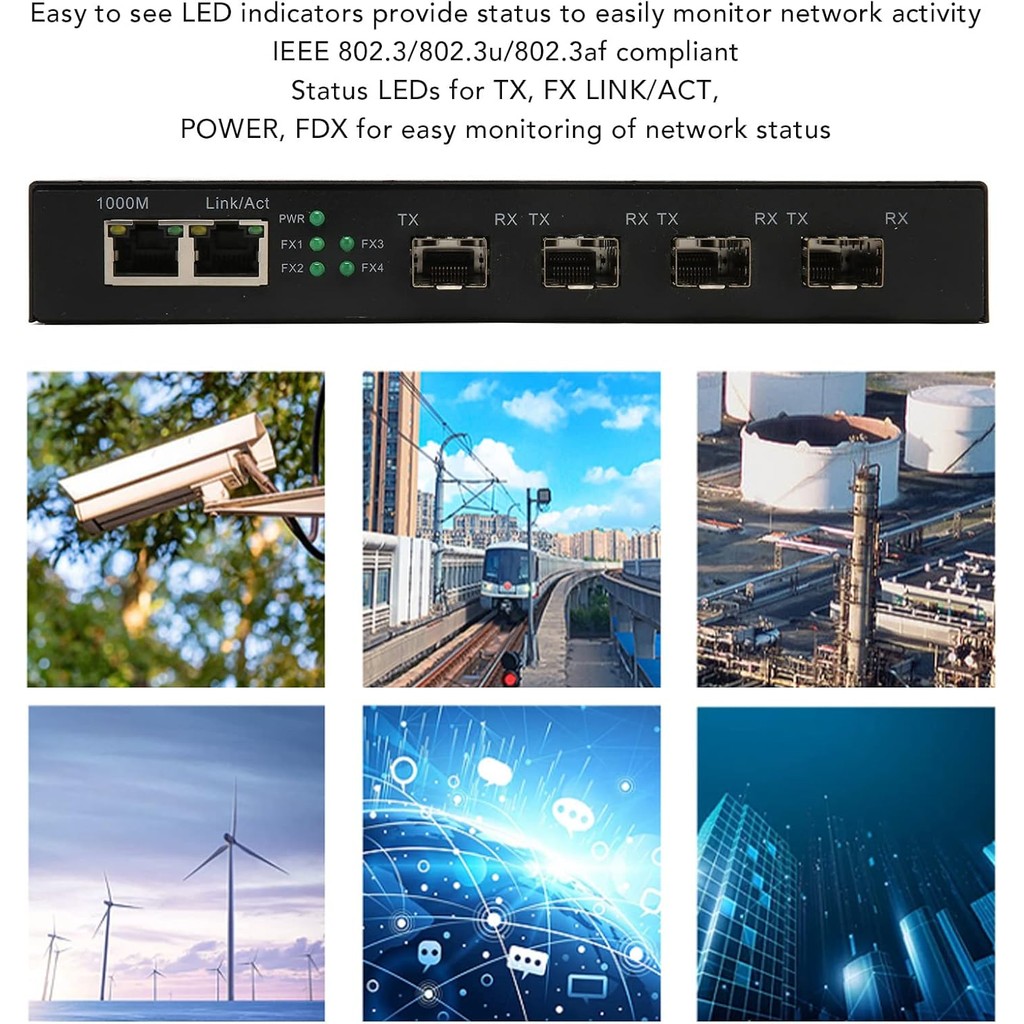 SFP Ethernet Fiber Optic Switch, 1000m Ethernet Fiber Optic Transceiver ...