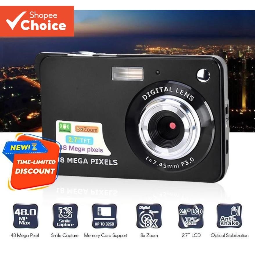 48MP Shooting Ultra Thin Compact Digital Mini Camera V2 Rotating Screen ...