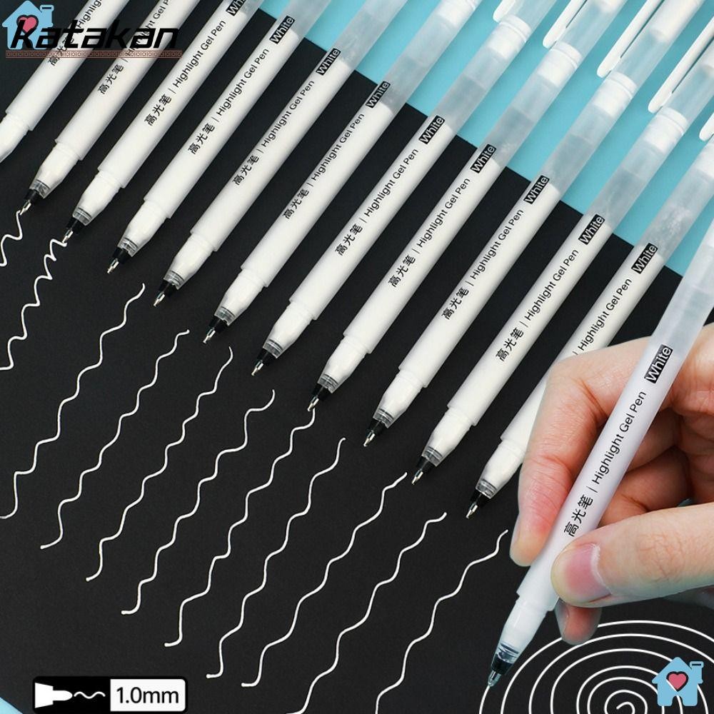 KATAKAN White Ink Gel Pen, Student Stationery Drawing Art Writing ...