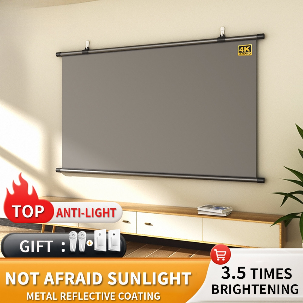 Patent Anti-light projector screen pull down roll up white screen for ...
