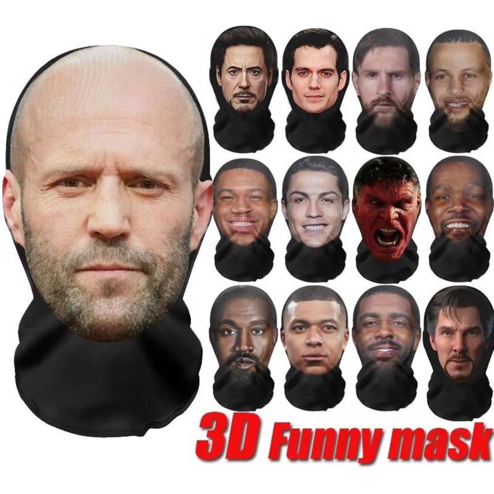 3D Funny Face Mask Balaclava Ronaldo Messi Mr Bean Jason Statham ...