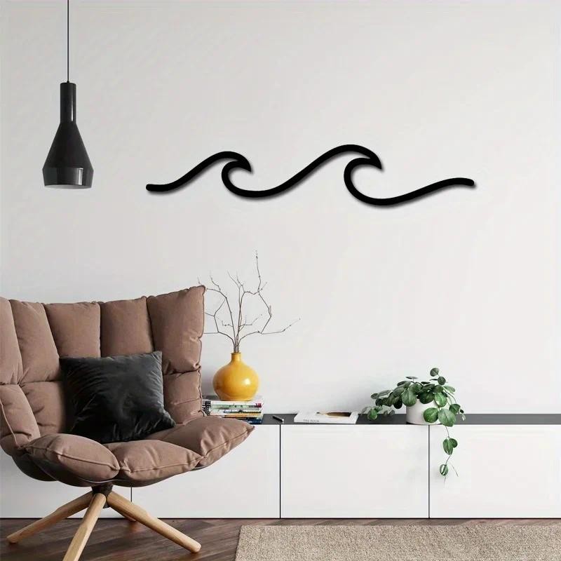 Metal Ocean Wave Wall Art, Minimalist Line Decor for Bedroom & Office ...
