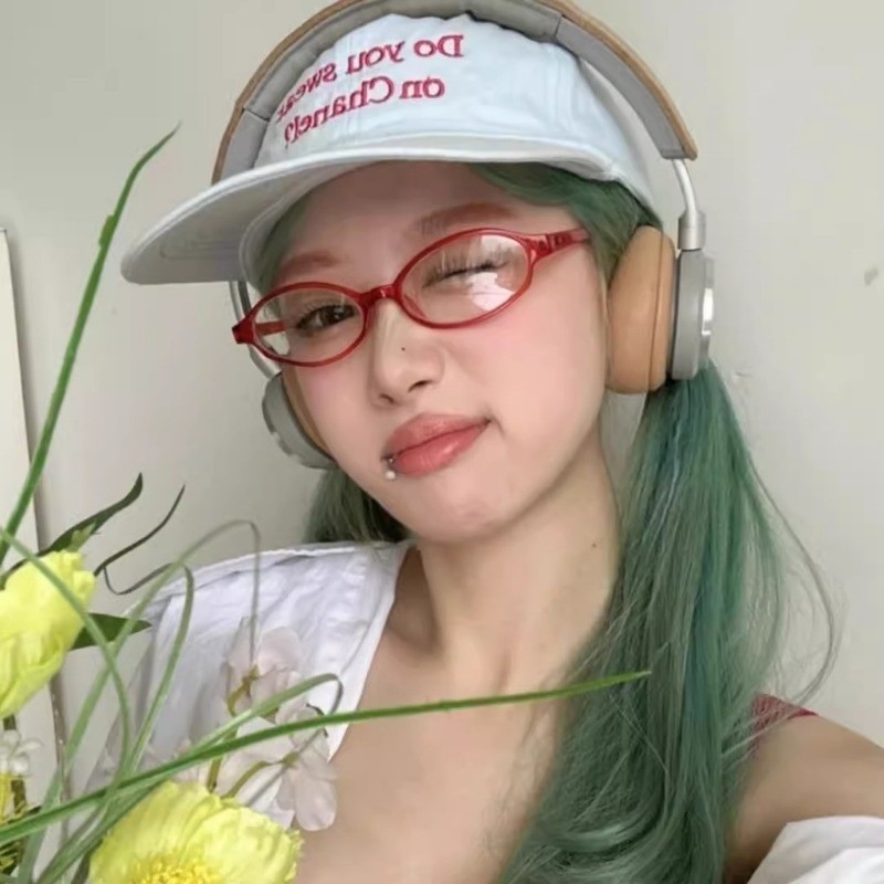 Y2K Vintage Red Clear Lens Narrow Rectangle Eyeglasses for Women Girls ...