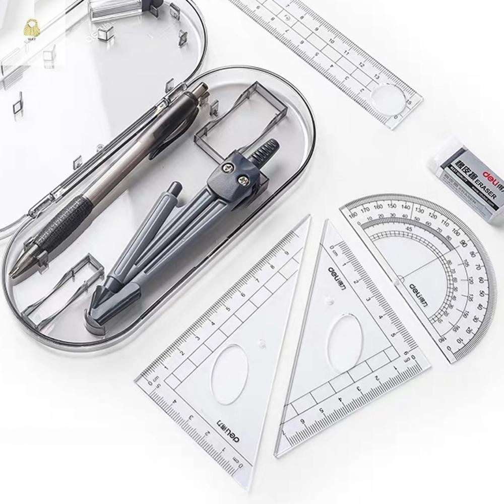 WAY Math Sets With Storage Box Shatterproof Compass Protractor Ruler ...