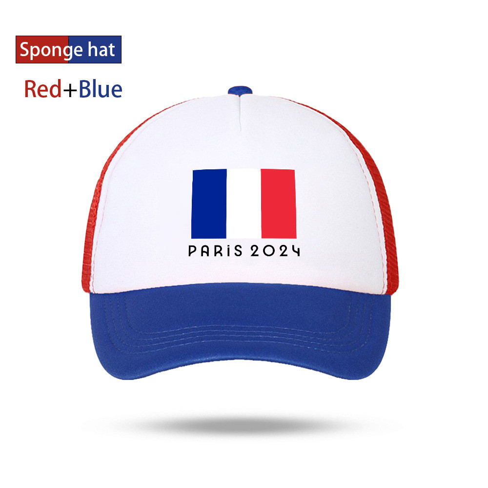 2024 Paris Olympics Baseball Cap - Red, Blue and White Flag Design ...