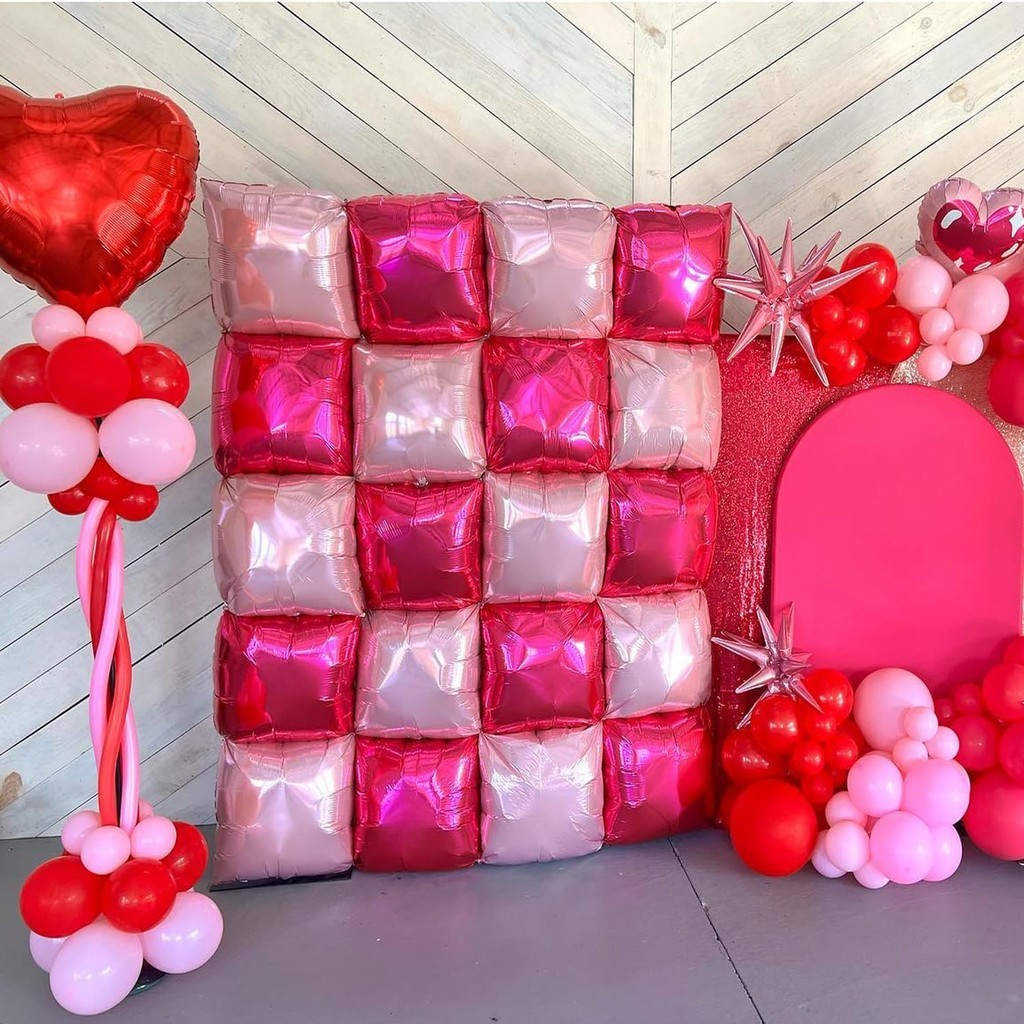 20/50pcs Square Foil Balloons Blue Pink Double Sided Balloons Wall Boy ...