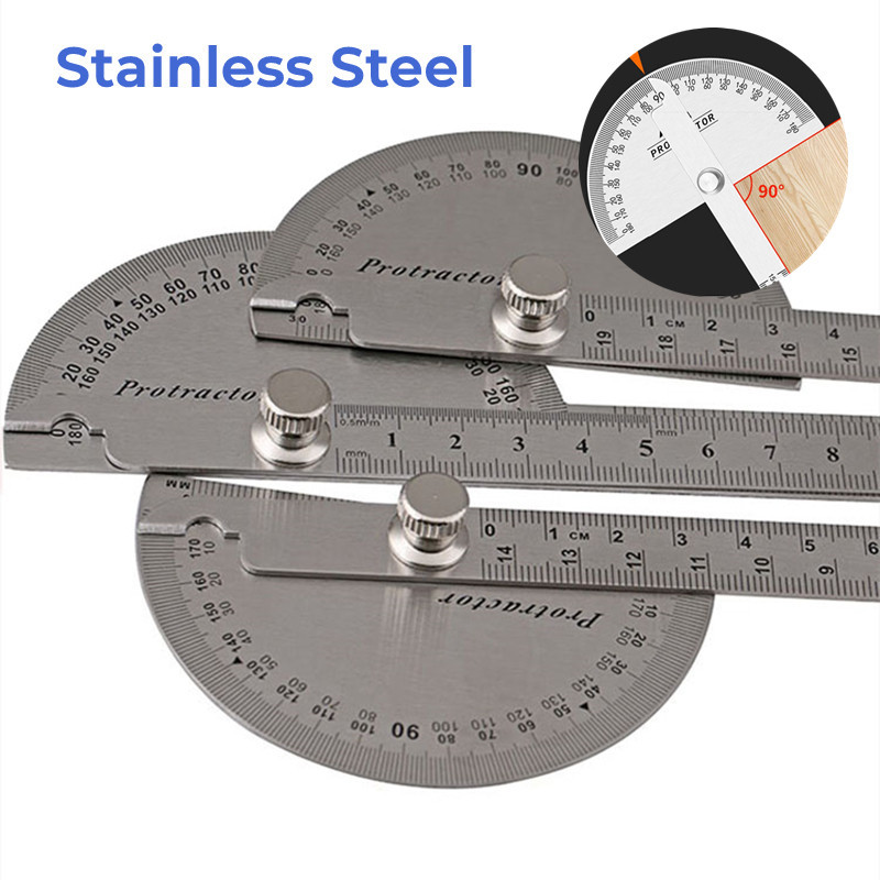 Stainless Steel Protractor 180 Dgrees Angle Meter Measuring Ruler ...