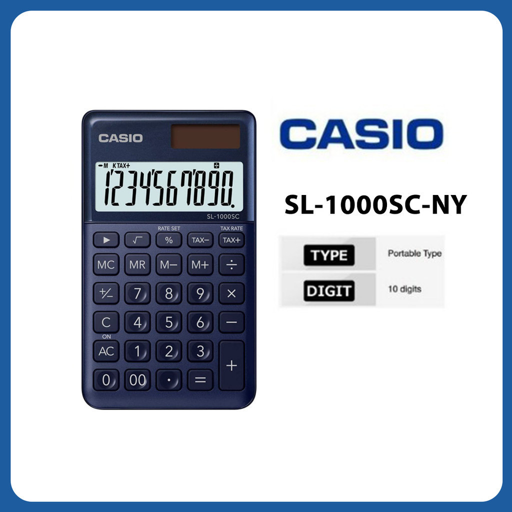 Casio SL-1000SC-NY (Navy) Colorful MY STYLE Pocket Calculators ...