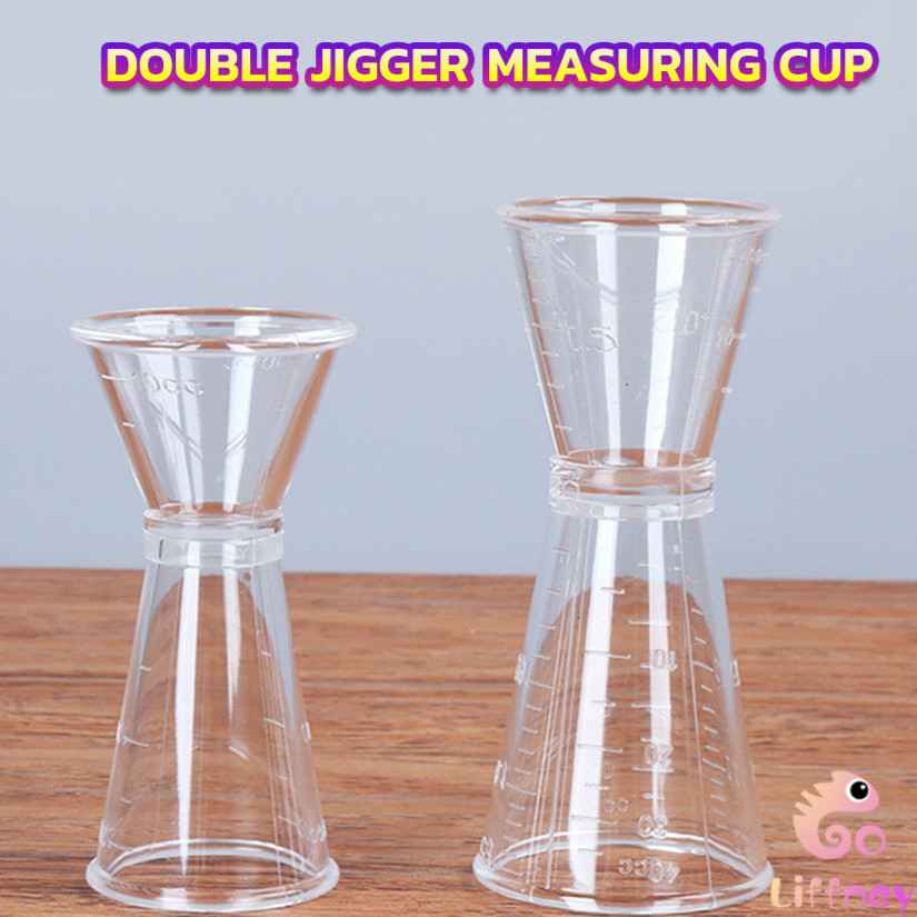 LFN PVC Double Jigger Measuring Cup 10/20/40cc Transparent Jigger with Measurement Markings ...