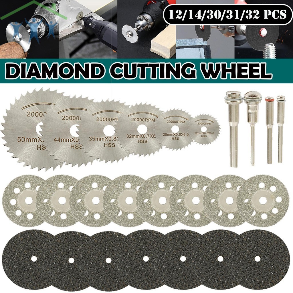 12/30/31/32pcs Diamond Cutting Discs Wheel Saw Blades Set Drill Bit For ...