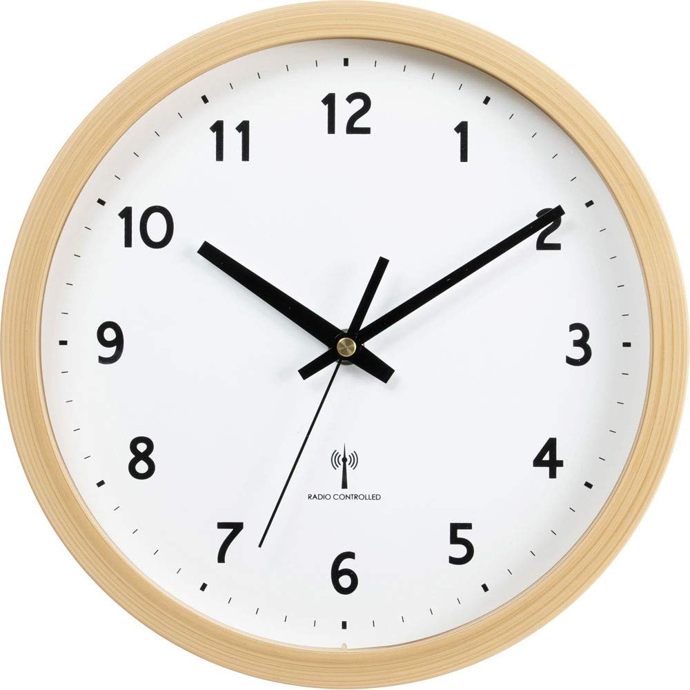 Iris plaza Hanging clock, electric wave clock, natural, 25cm diameter ...