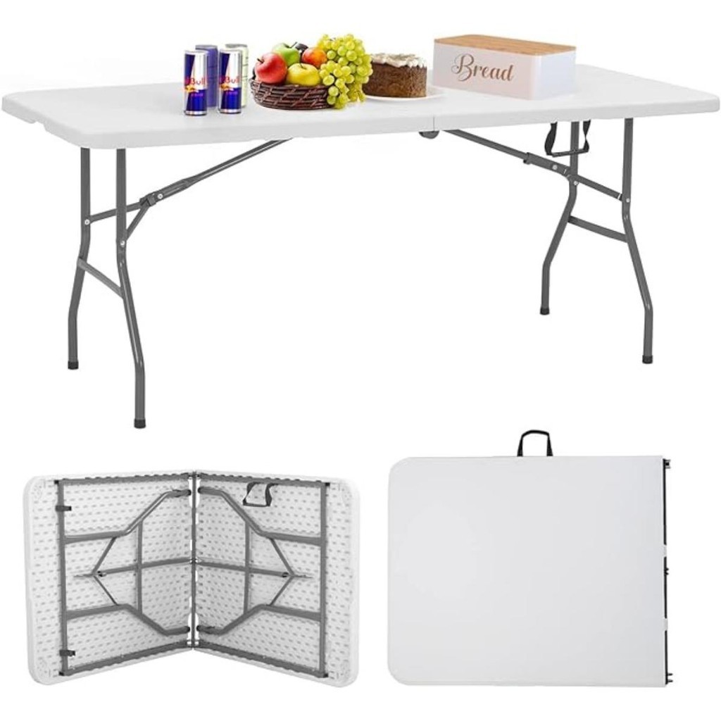 Romax 6 FT. Fold-in-half Foldable Table Plastic Folding Tables | Shopee ...