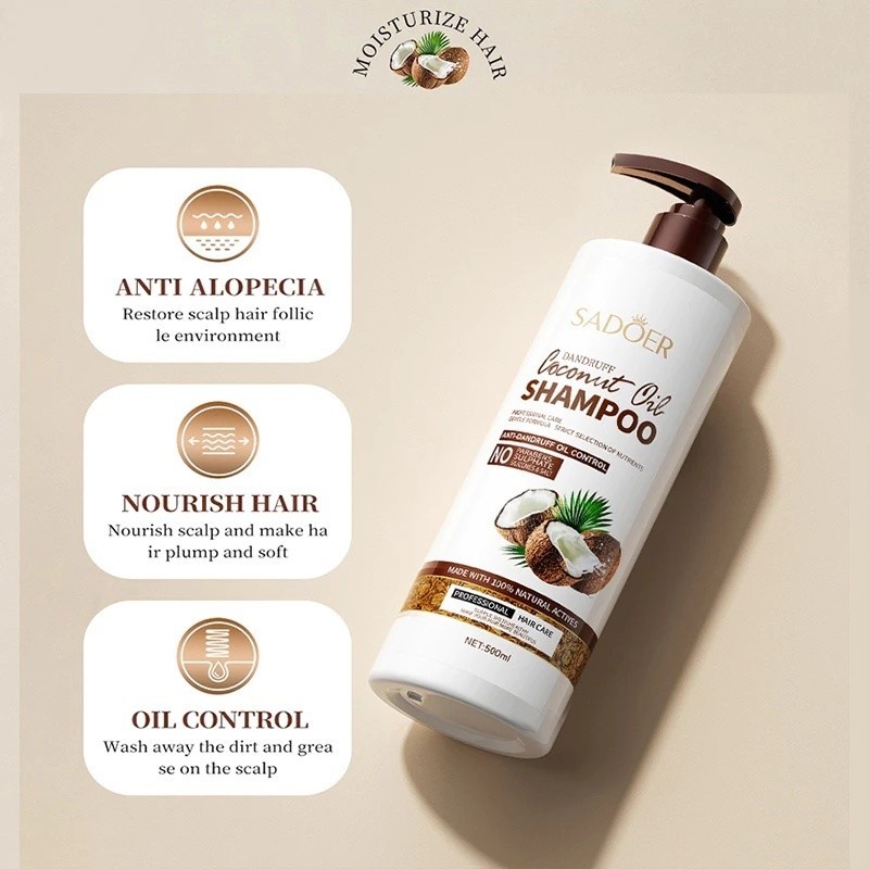 500ML Anti Dandruff Shampoo Coconut Oil Shampoo for Scalp Itching Oil ...