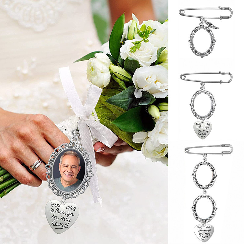 Photo Charm Brooch Tie Tack Wedding Boutonniere Bouquet Pin DIY ...
