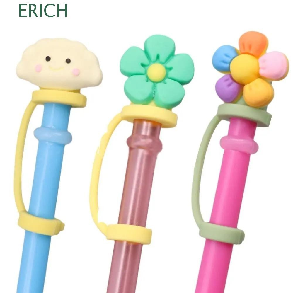 ERICH Flower Style Straw Topper, Silicone Reusable Straw Covers Cap ...