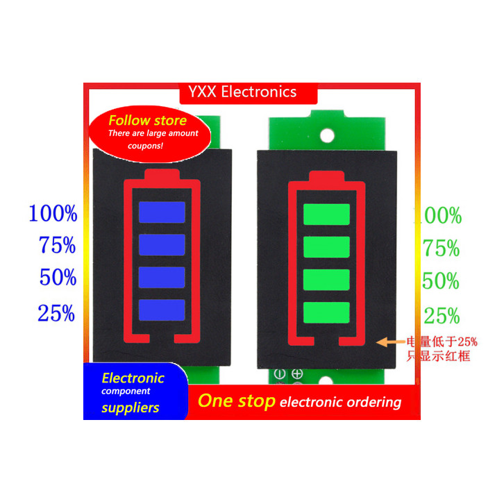1/2/3/4/6/7/8s Lithium Battery Power Meter Display Module Three String ...