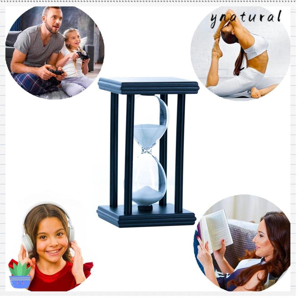 YNATURAL Hourglass Sand Timer, 30 Minutes Black Wooden Sandglass Timer ...