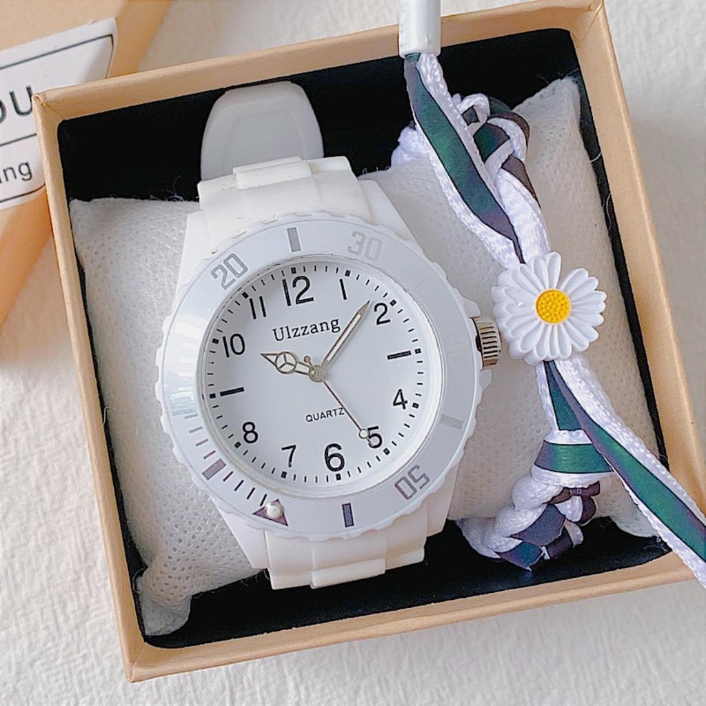 Kegllect【Watch+Bracelet】Woman Quartz Watch Set Round Dial Silicon ...