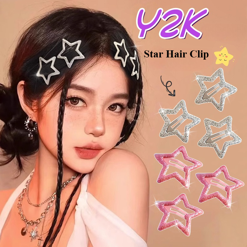 Y2K Silver Metal Star Hair Clip Cute Korean Style Minimalist Mini Metal ...