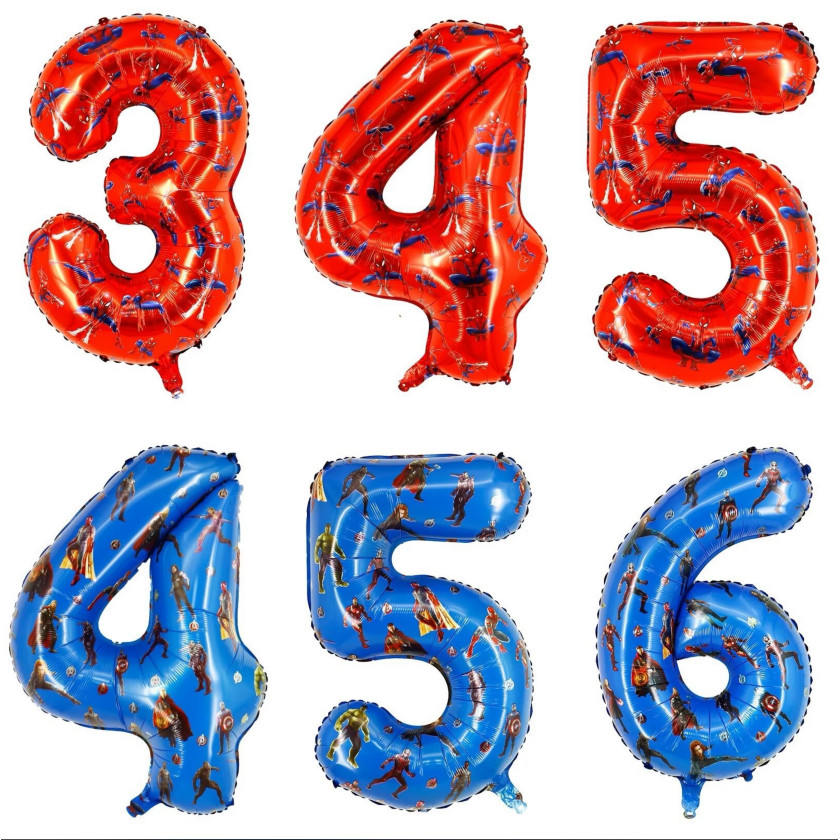 New Style Avengers Number Aluminum Film Balloon Spiderman Birthday ...